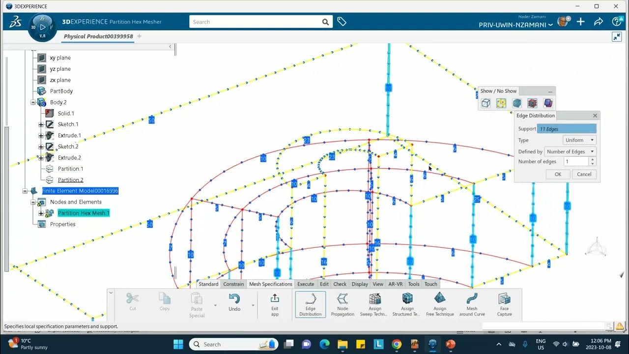 Tutorial 3, Changing the Number of Layers Partition Hex with DEXPERIENCE R2023x - YouTube