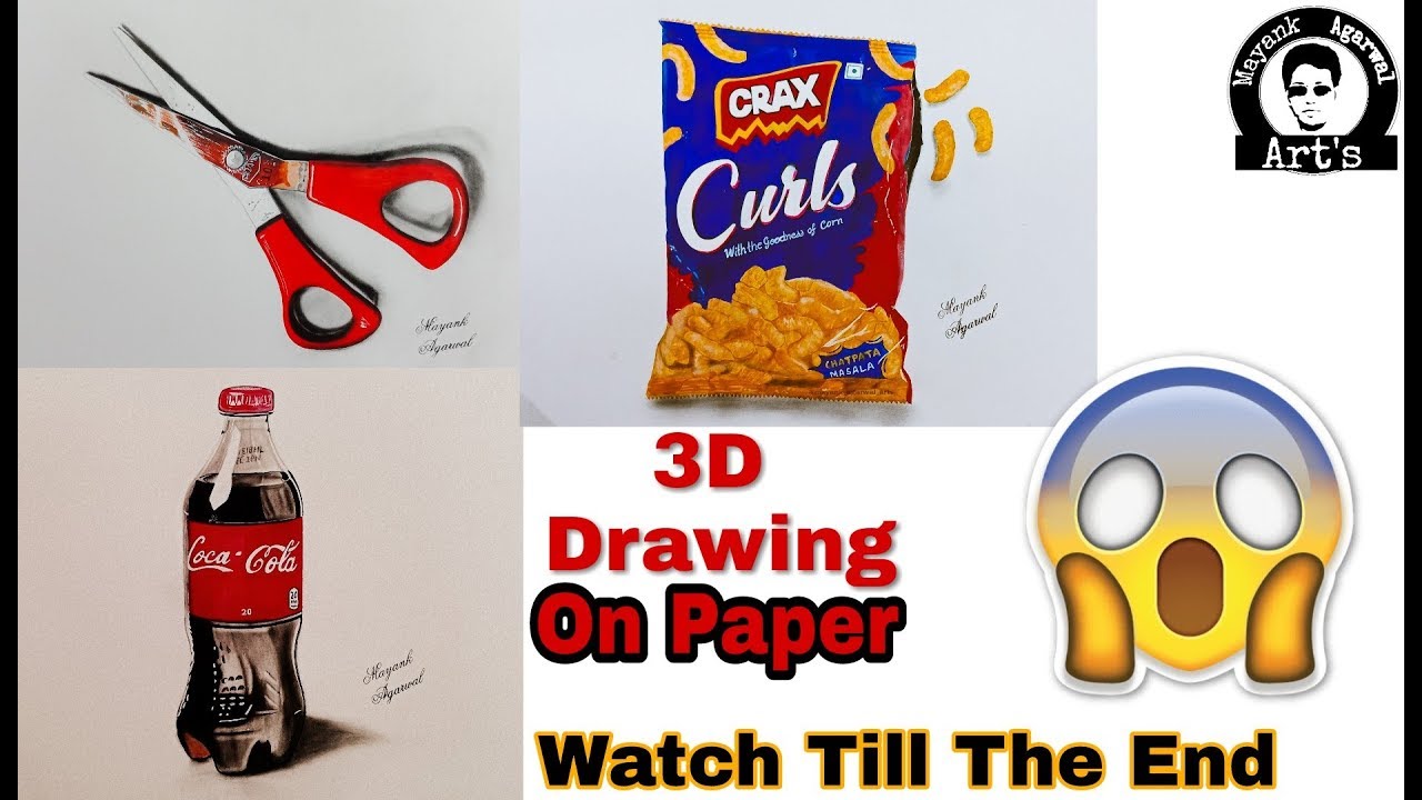 3D Drawing Collection l 3D drawing on paper - YouTube