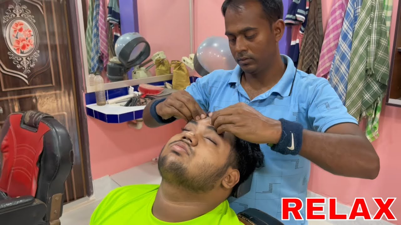 Extreme Relaxing Head Massage by new barber - Best therapy for happy ...