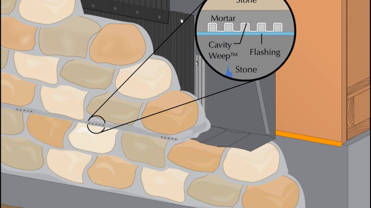 Full Stone Rainscreen Run to Grade with Wall Opening Weeps - YouTube