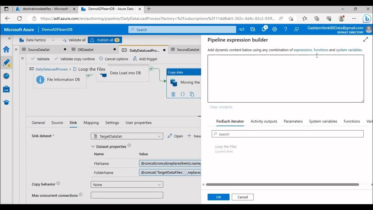 103.How to Process the Multiple Files and Load into DB Part 5 in Azure Data Factory || Telugu ...