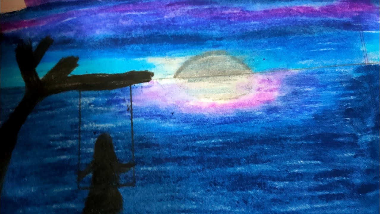 Drawing a beautiful night view very easy step by step - YouTube