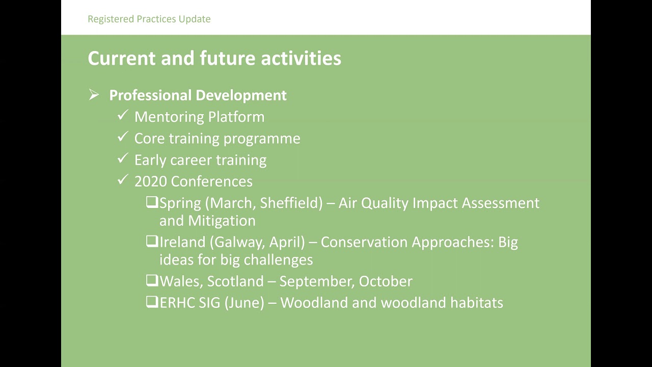 CIEEM Webinar: Update on Registered Practices - 20 February 2020 - YouTube