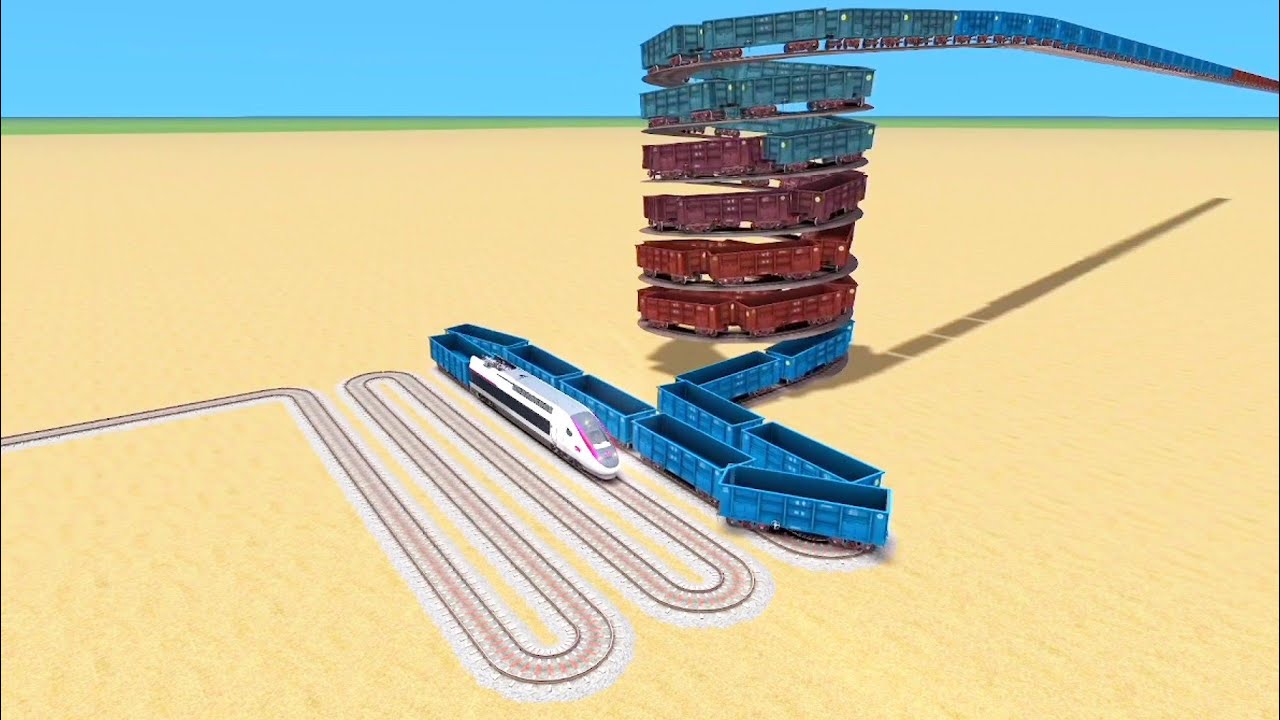 TRAIN CROSSING SPRING ROLLING CIRCLE TRAICK 💥UTRUN SHARP TURN RAILROAD ...