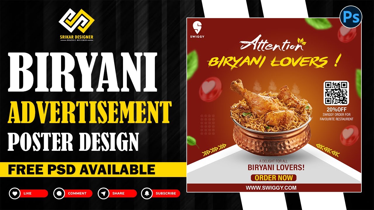 "How to Design a Biryani Ad Poster in Photoshop | Free Template ...