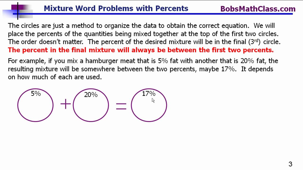Mixture Word Problems With Percents part 1 YouTube Mixture Word Problems With Percents part 1 YouTube