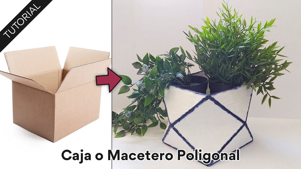 Caja o Macetero Poligonal efecto cerámica 🤯 Reciclando cartón ♻️ - YouTube