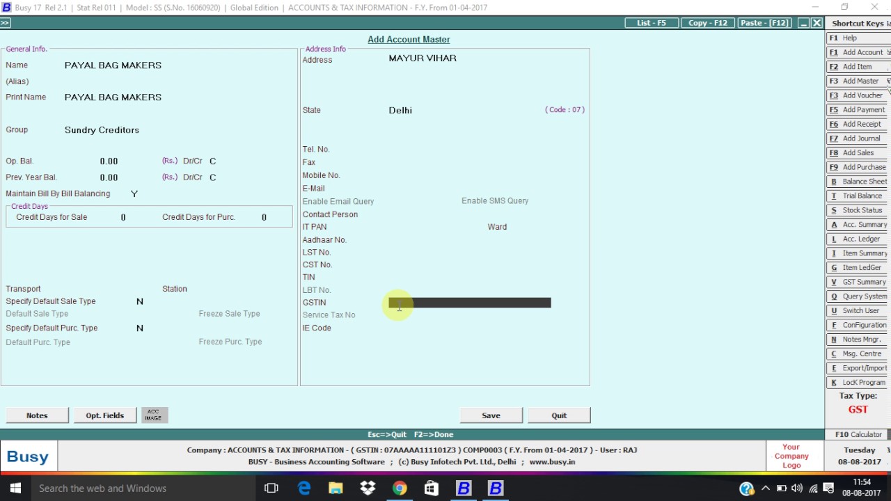 HOW TO MAKE NEW MASTER AND LEDGER IN BUSY SOFTWARE BY ROHIT NARENDRA ...