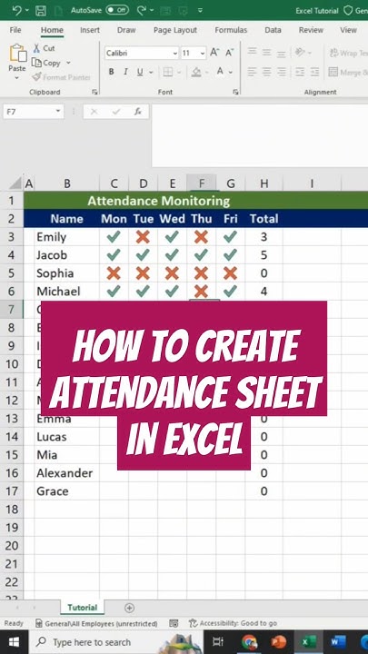 How to Create Attendance Sheet in Excel | Attendance Monitoring | Excel Tips & Tricks #exceltips ...