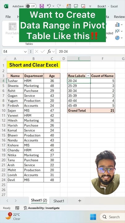 Create Data Ranges In Pivot Table‼️ Excel Super Trick Excel Exceltips