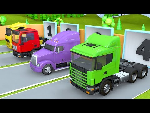 Showing Tractor Trucks and Trailers | Oil Tanker, Сar carrier, Dump Trucks for Kids