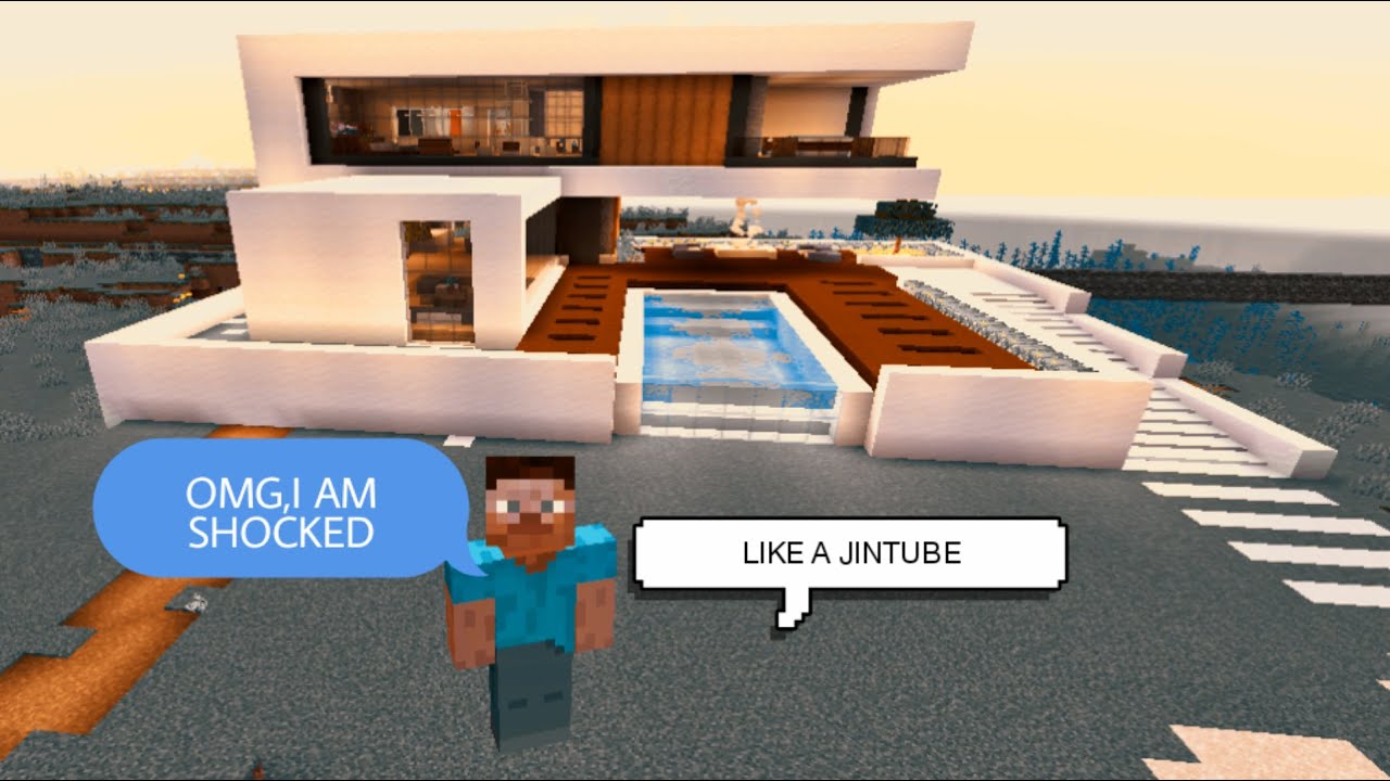 [ MINECRAFT ] BUILD MODERN HOUSE LIKE #JINTUBE || MODERN HOUSE TUTORIAL ...