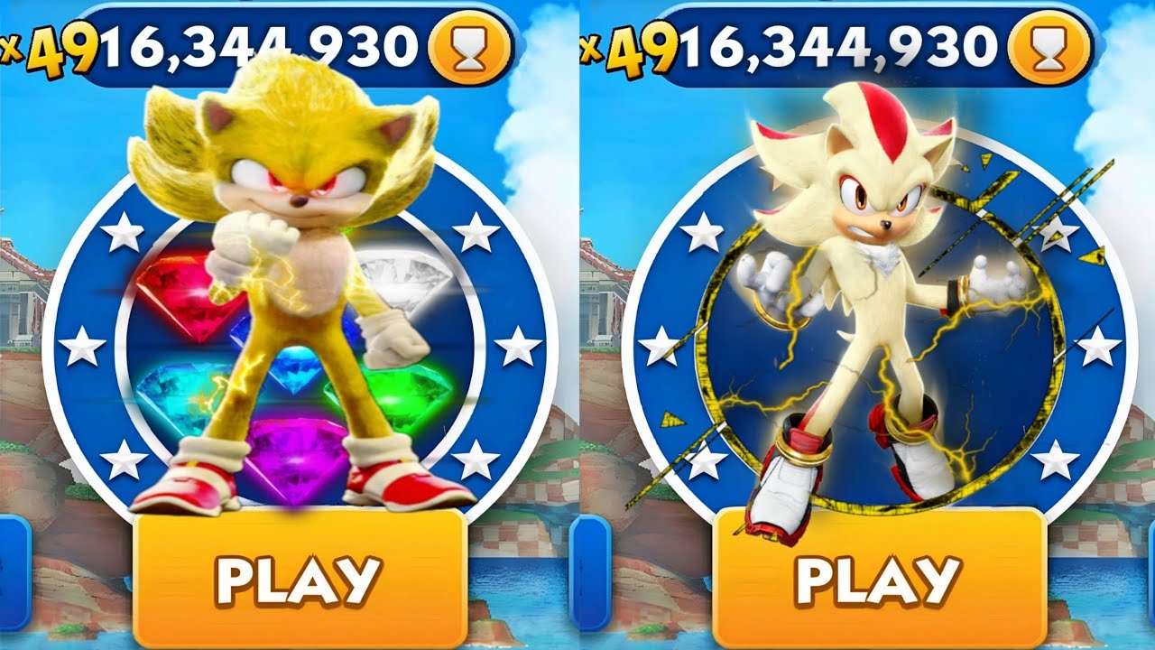 Sonic Dash - Movie Super Sonic Vs Movie Super Shadow _ Movie Sonic vs ...