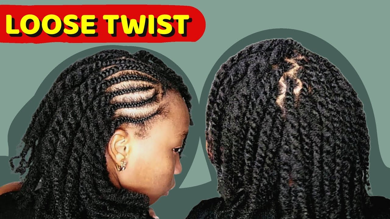 HOW TO: Chunky Loose Twists With Side Cornrow On Natural Hair - YouTube