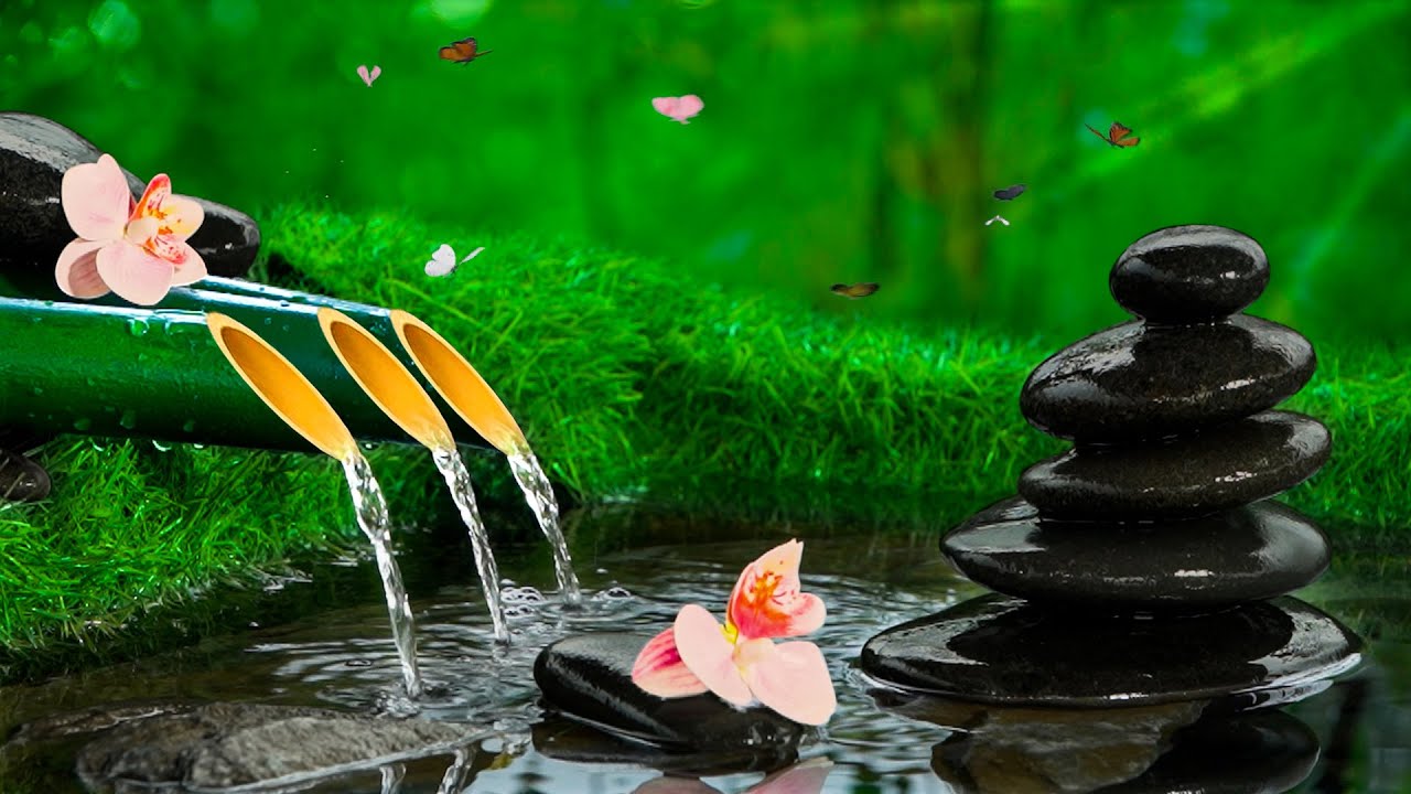 Soothing Music - Soft Piano with Bamboo Water Fountain - Relaxing Music ...