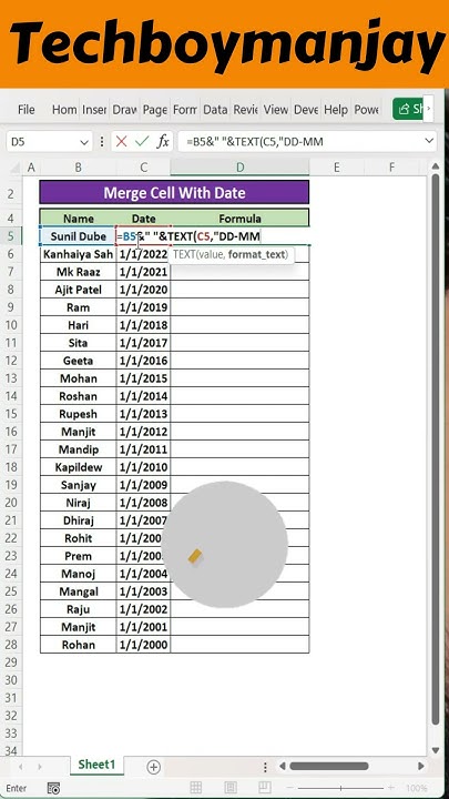 #shorts Merge Cell With Date in Microsoft Excel - YouTube