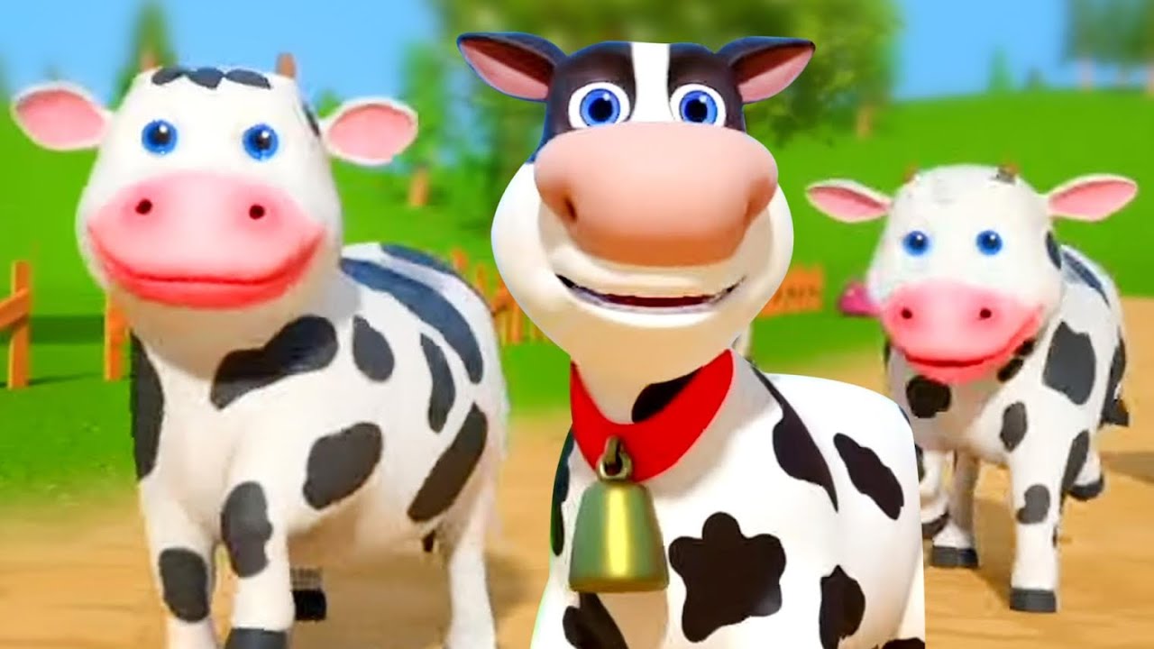 Five Little Cows, Counting Song and Animal Cartoon Videos for Kids ...