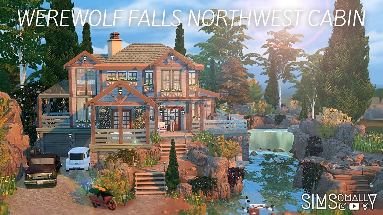 Werewolf Waterfall Family Cabin // Sims 4 Speed Build Tutorial (noCC ...