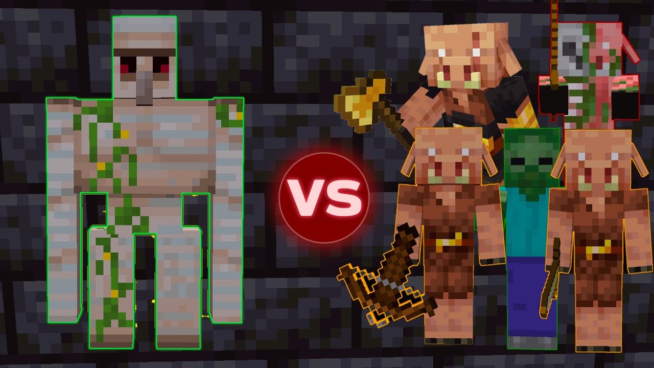 Iron Golem vs Zombie + Piglin Army - New Piglin Brute mob in 20w27a ...