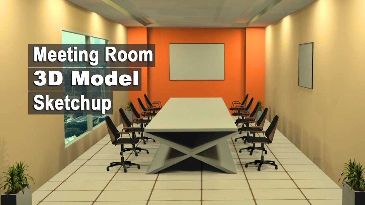 Meeting Room 3D Model - Sketchup 3D Interior Design - YouTube