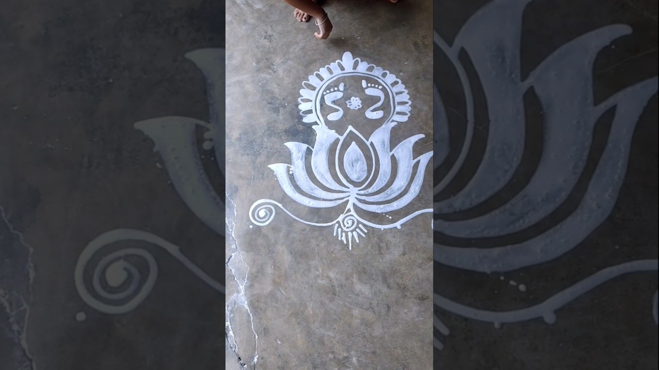 Lotus flower rangoli design jhoti chita with laxmi feet🌷lMananasa ...