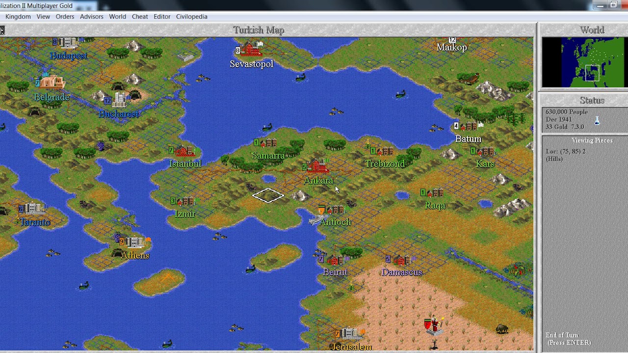 Civilization 2 WW2 scenario. Turks. Deity. Very very hard - YouTube