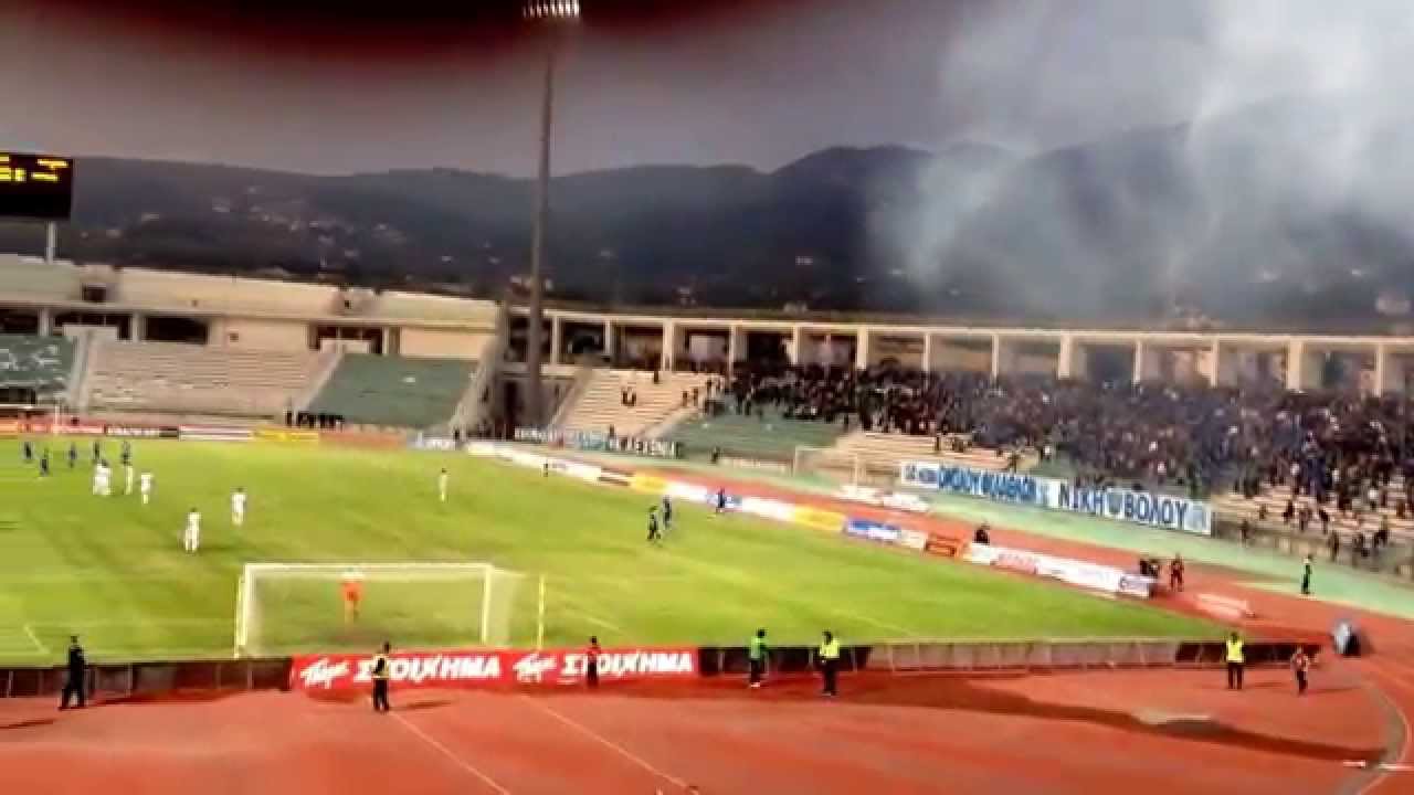 Niki volou - Chania : 2 - 1 23/4/14 panthessaliko stadium - YouTube