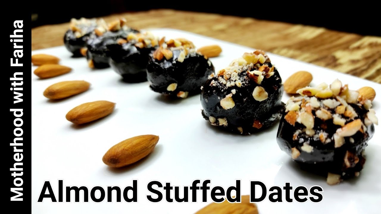 Chocolate coated stuffed Dates | Almond Stuffed Dates | Motherhood with ...