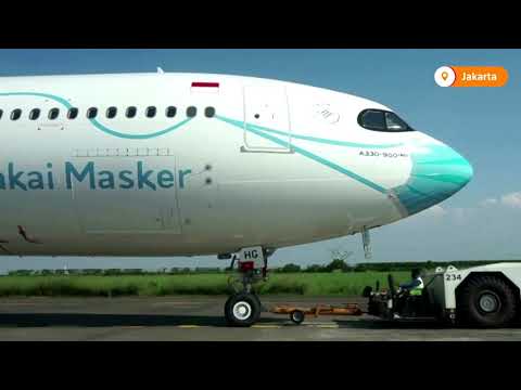 Face mask painted on Indonesian plane
