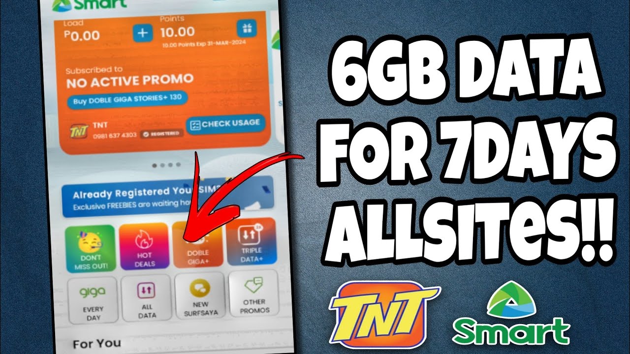 6GB DATA FOR 7 DAYS ALLSITES NA - SMART & TALKNTEXT! - YouTube