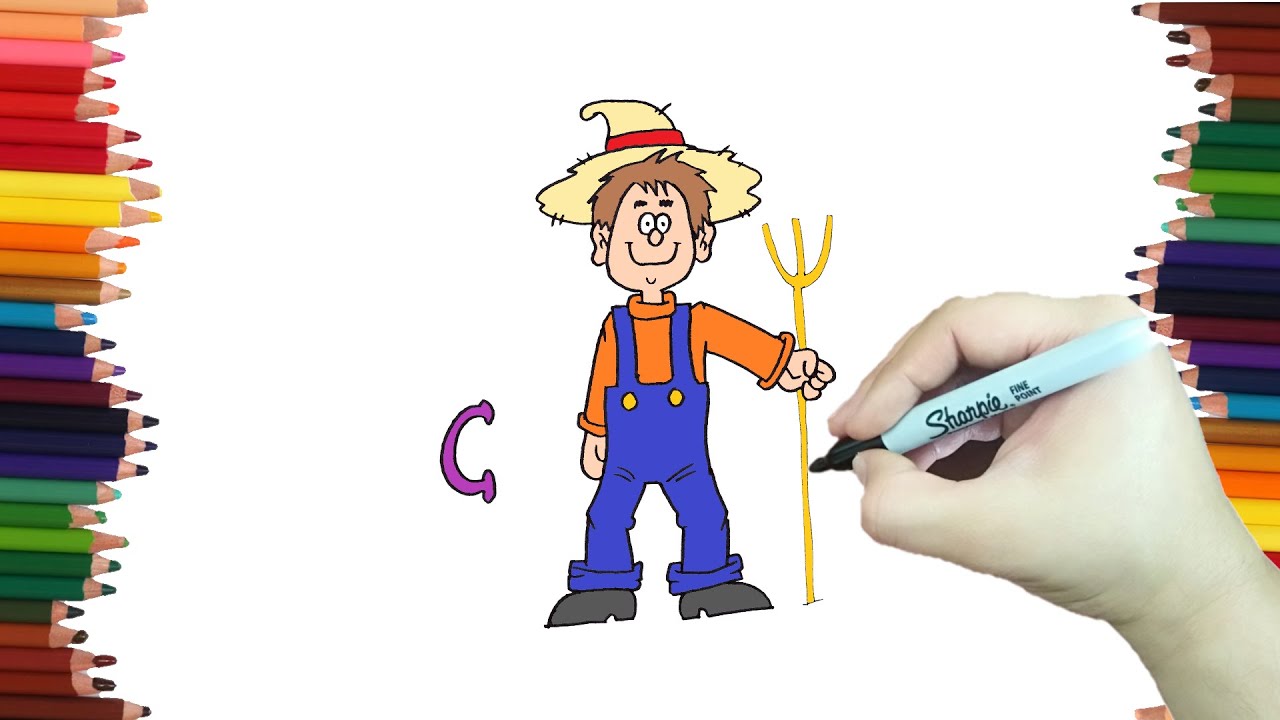 How to draw easily A PEASANT step by step - YouTube