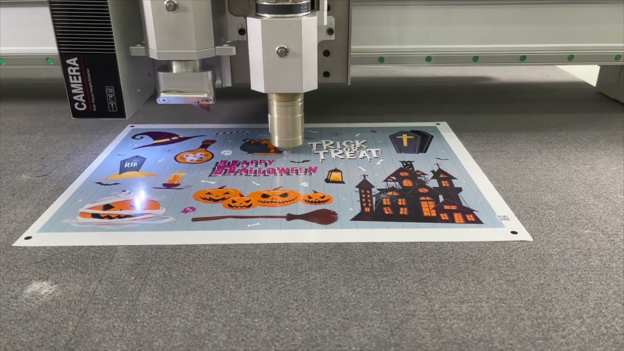 Vinyl sticker cutting | TPS S2+ 6090 digital cutting machine - YouTube