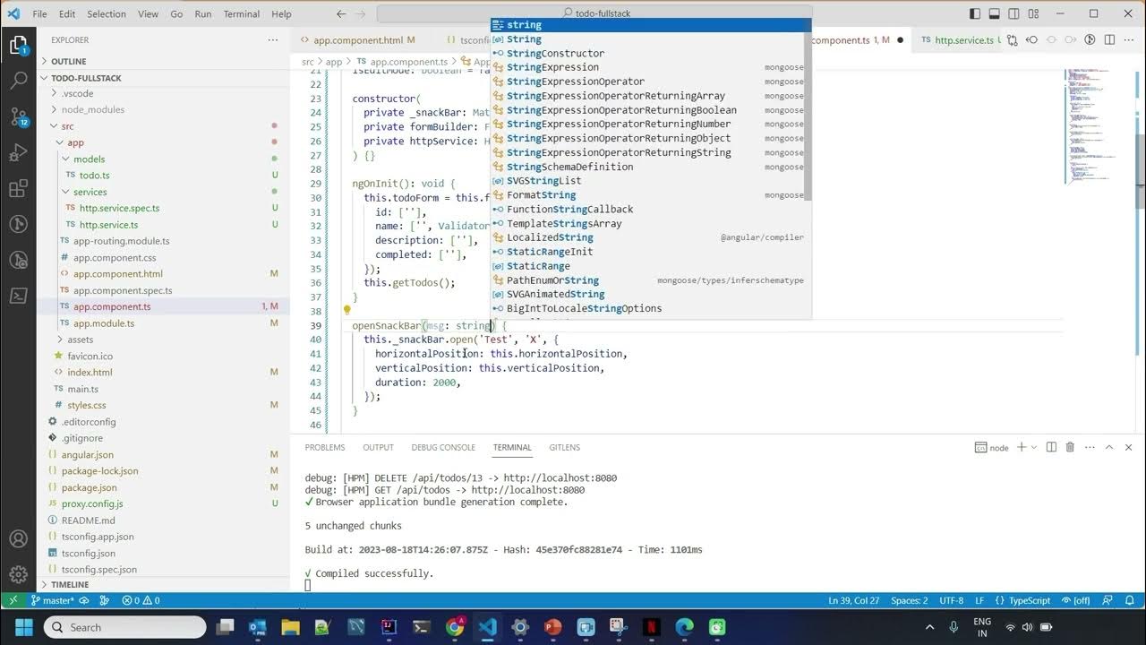 Implementing Snackbar - Building a Full Stack Todo App with Angular 16 and Spring Boot 3 - YouTube