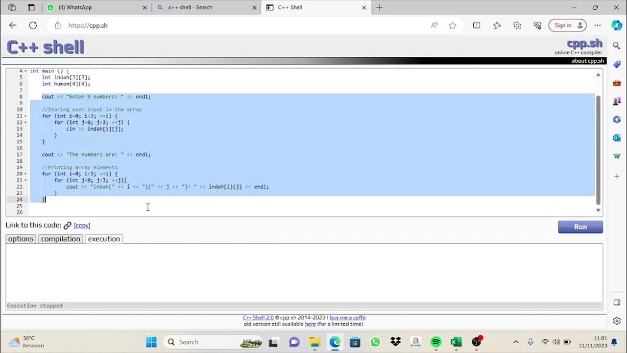 Tutorial "Program Array 2D ( MATRIKS ) - YouTube