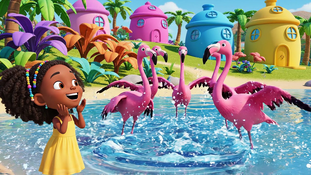 Five Little Flamingos Preen Preen Preen 🦩 | Nursery Rhymes for Kids ...