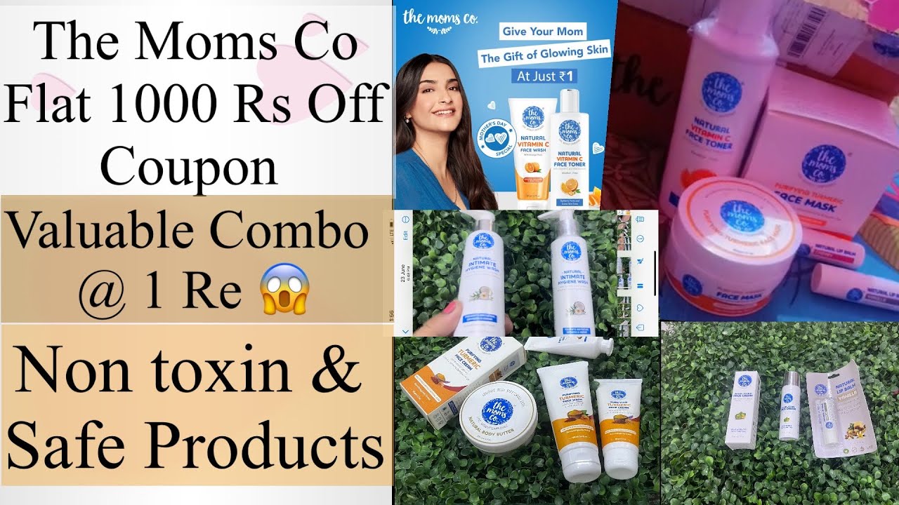 The Moms Co 1000 Rs Flat Off Coupon | 1 Re Combo Unboxing & Haul ...