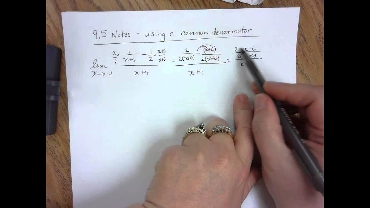 10.5 Limits with Complex Fractions--common denominator - YouTube