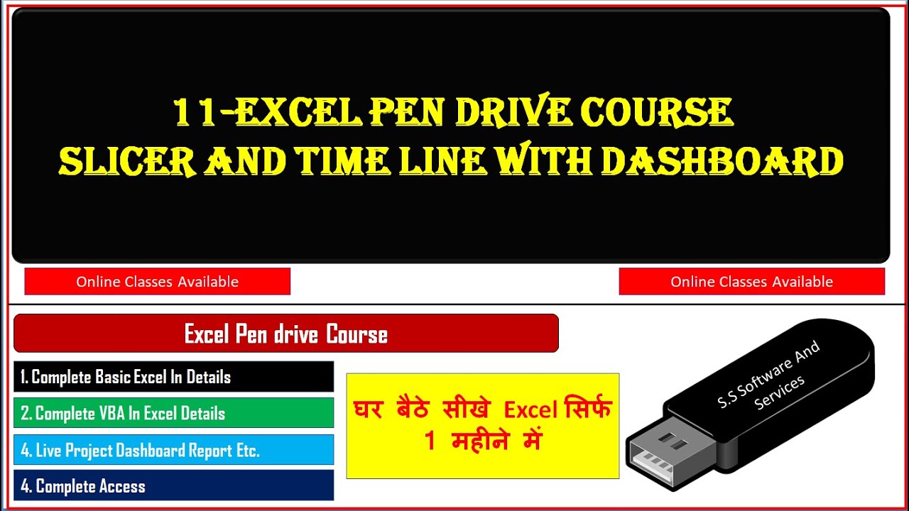 11-Excel Pen Course||| Slicer and Time Line in Excel With Dashboard ...
