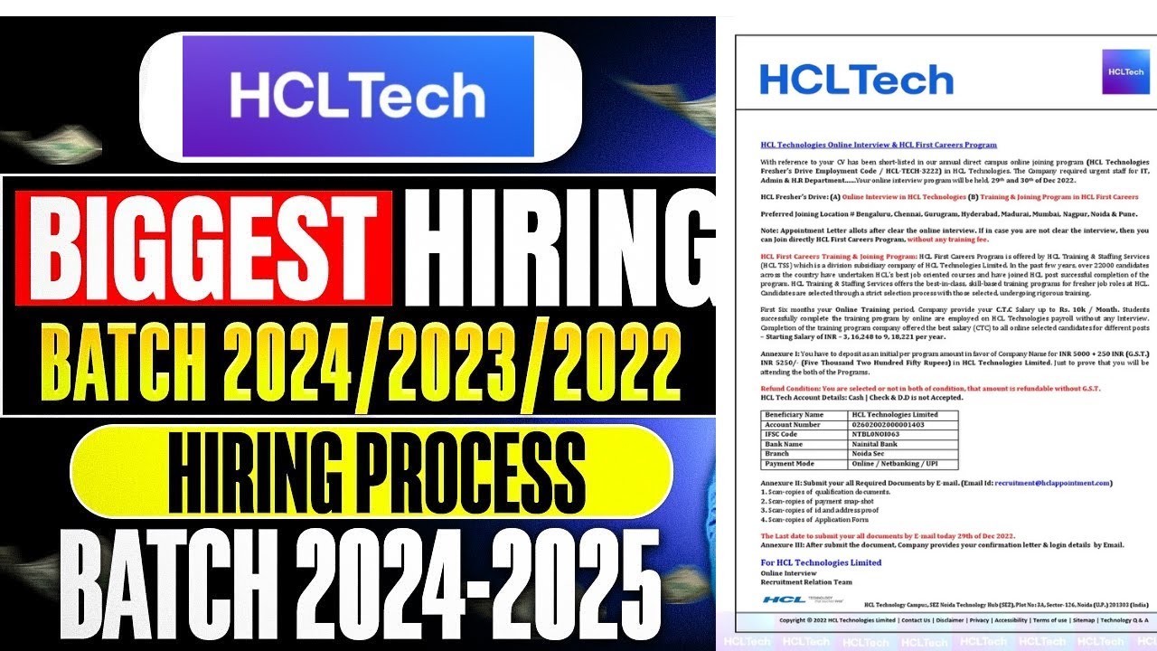 🔥HCLTech Mass Hiring | Graduate Engineer Trainee | GET, GT Hiring | BATCH: 2024, 2025 - YouTube