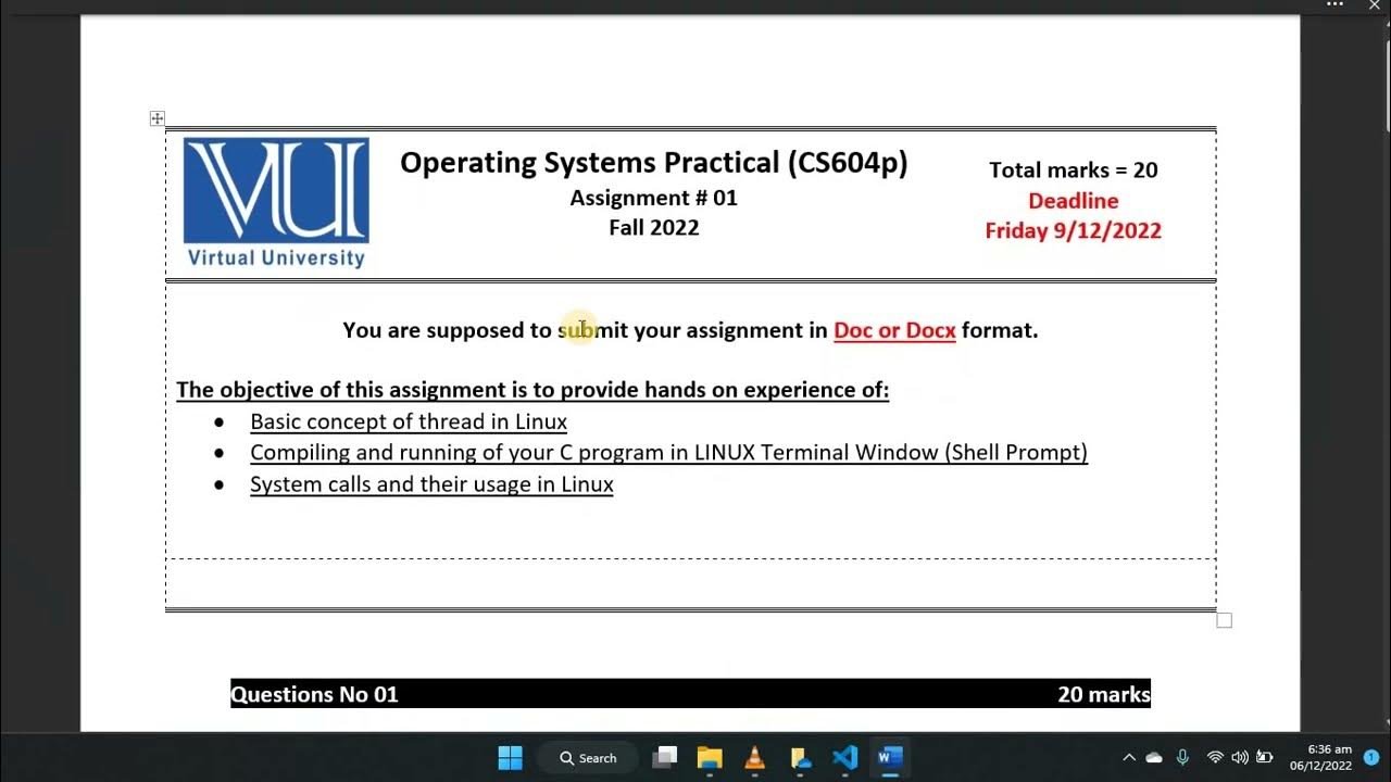 CS604P Assignment 1 - Operating System | CS604P Assignment 01 - Operating System | Fall 2022 ...