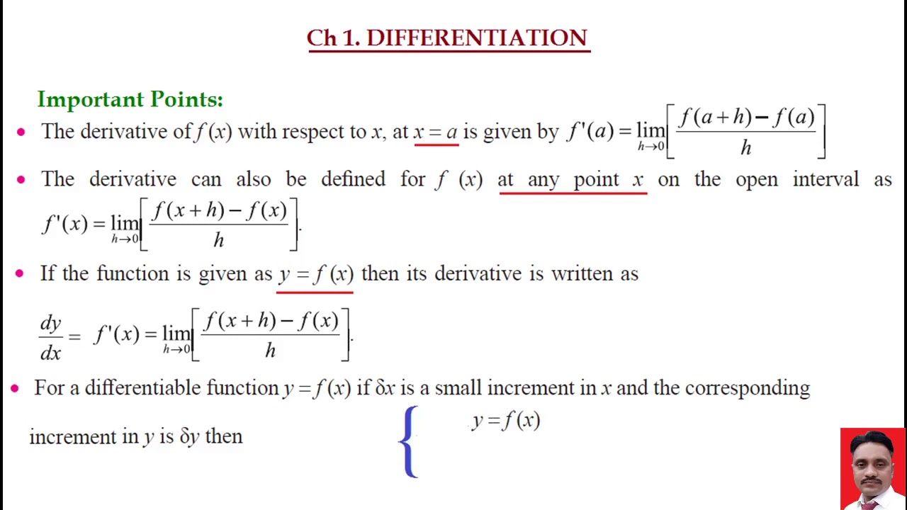 Ch1 differentiation important points and some standard formulae - YouTube