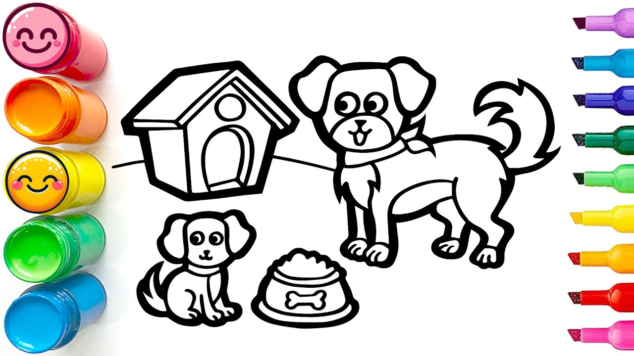 How to Draw a Mother Dog and Puppy | Step by Step Drawing Guide - YouTube