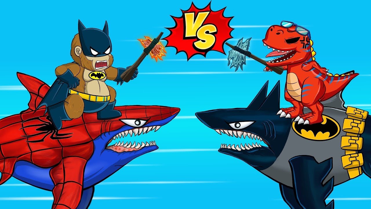 MEGALODON BATMAN x SPIDER DINOSAUR TRICERATOPS & T-Rex x KongBatman x ...