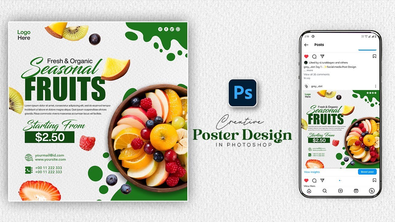 How To Design Fruits Post In Photoshop CC | Graphic Design - YouTube