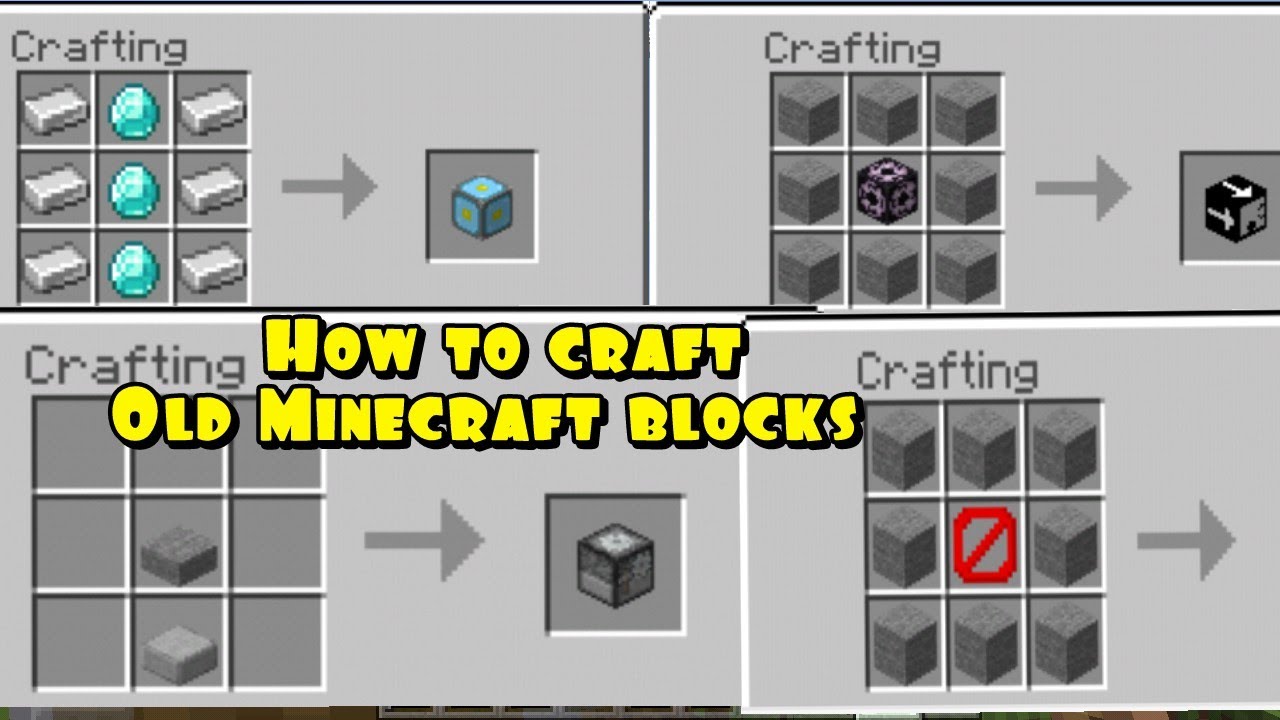 How to craft the old Minecraft blocks in MCPE - YouTube