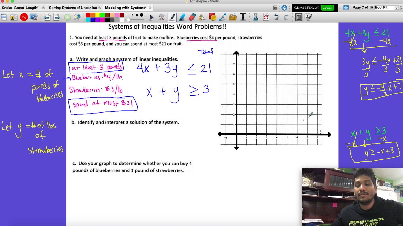 Modeling with Systems of Inequalities Part 2 Word Problems 2 ...