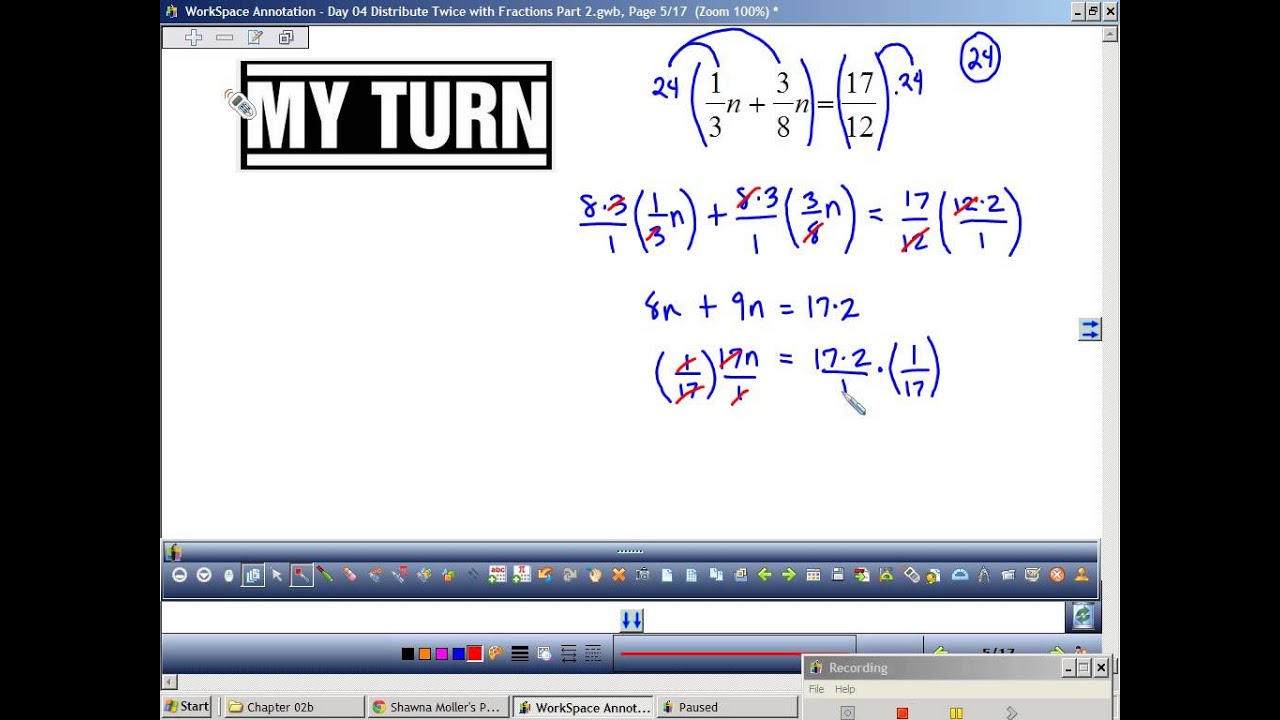 Distributing Two Times with Fractions - YouTube
