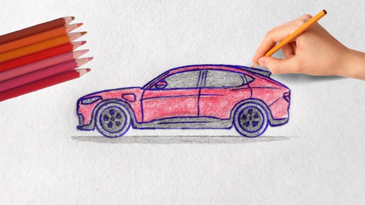 HOW to DRAW a NEW ELECTRIC CAR FORD MUSTANG MACH-E - YouTube