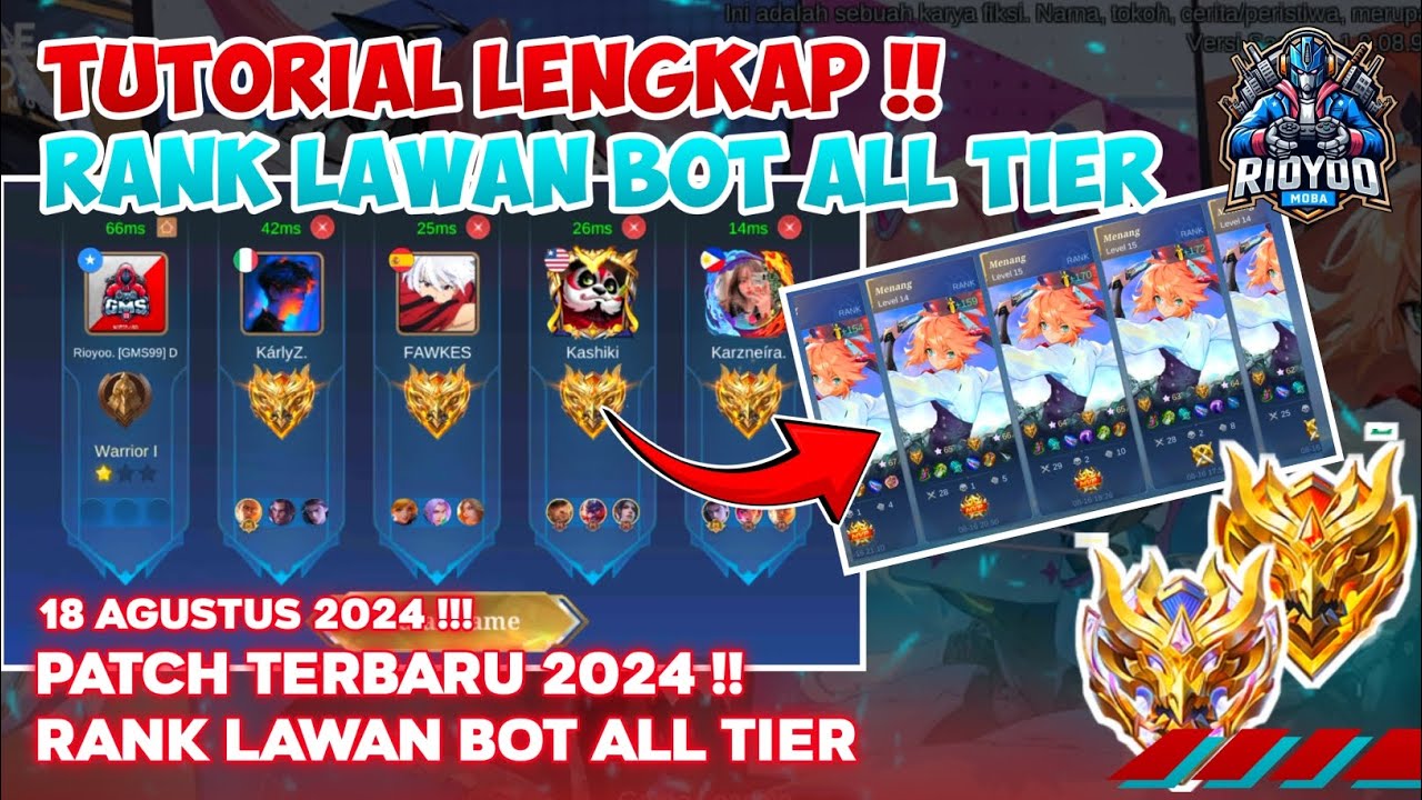 UPDATE !! RANK VS BOT ALL TIER 💯 MMR NAIK 150+, AUTO WIN STREAK🔥 CARA ...