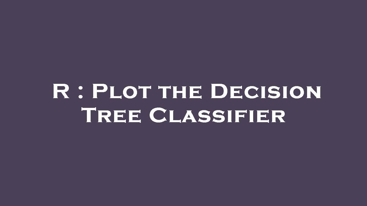 R : Plot the Decision Tree Classifier - YouTube